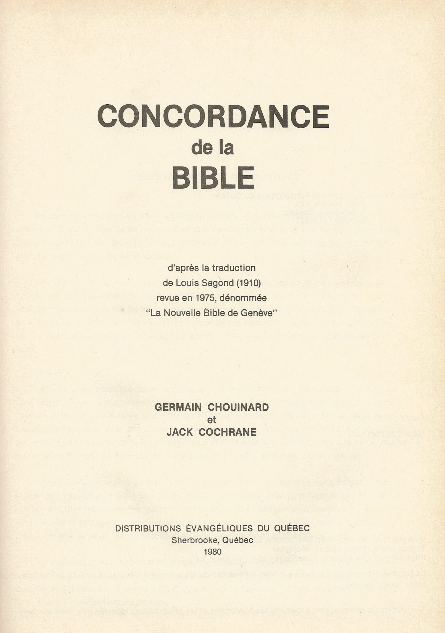 Concordance de la bible - Bibliorama