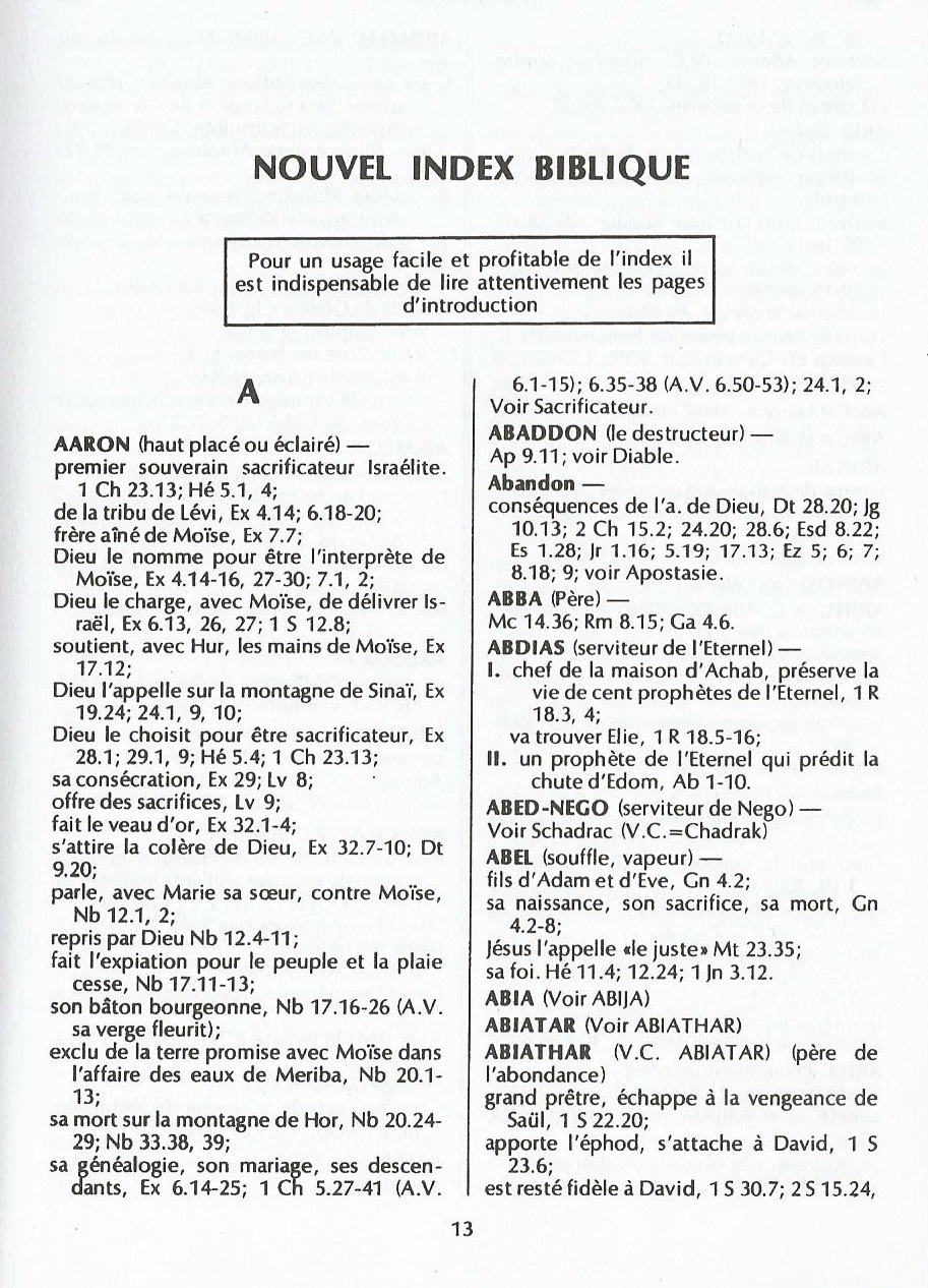 Nouvel index biblique - Bibliorama